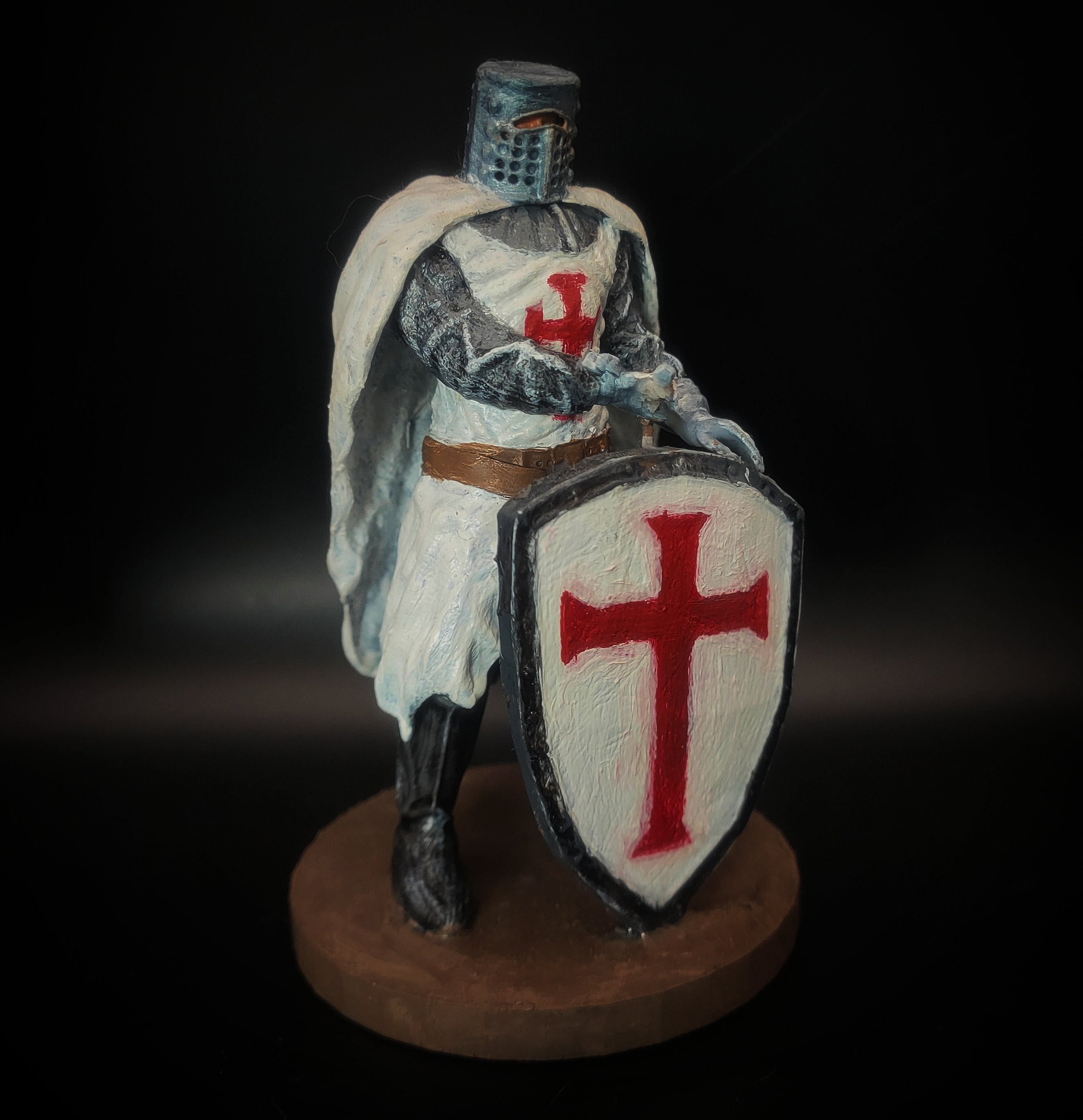 Medieval Templar Knight - 10cm Statuette Figurine - Unique Hand Painted ...