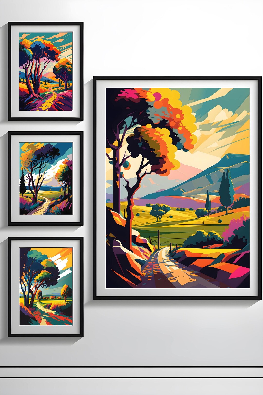 4 Post-impressionism Tree & Path Designs: Colorful, Serene Wall Art ...