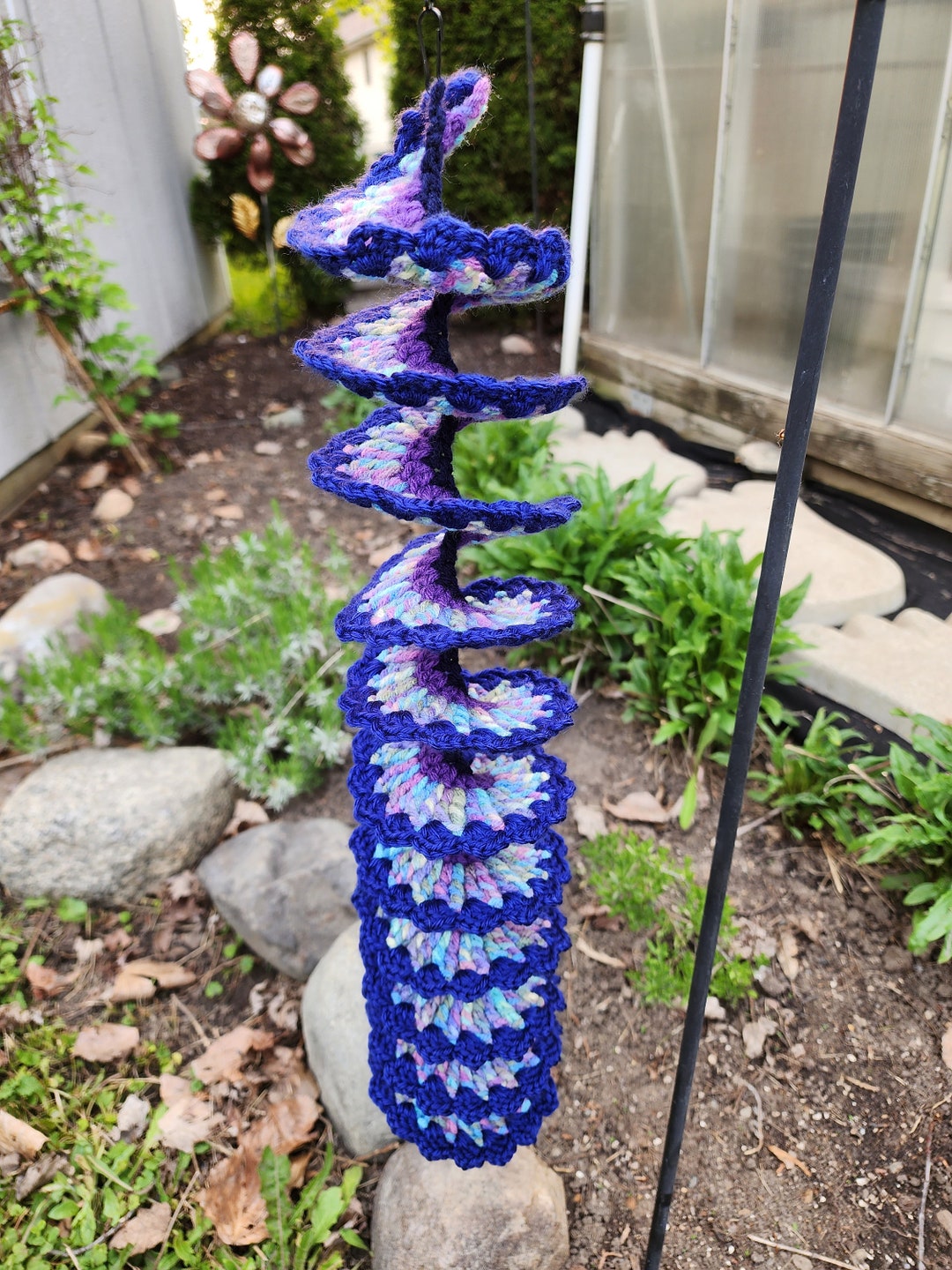 Blue Variegated Hand Crocheted Wind Spinner - Etsy