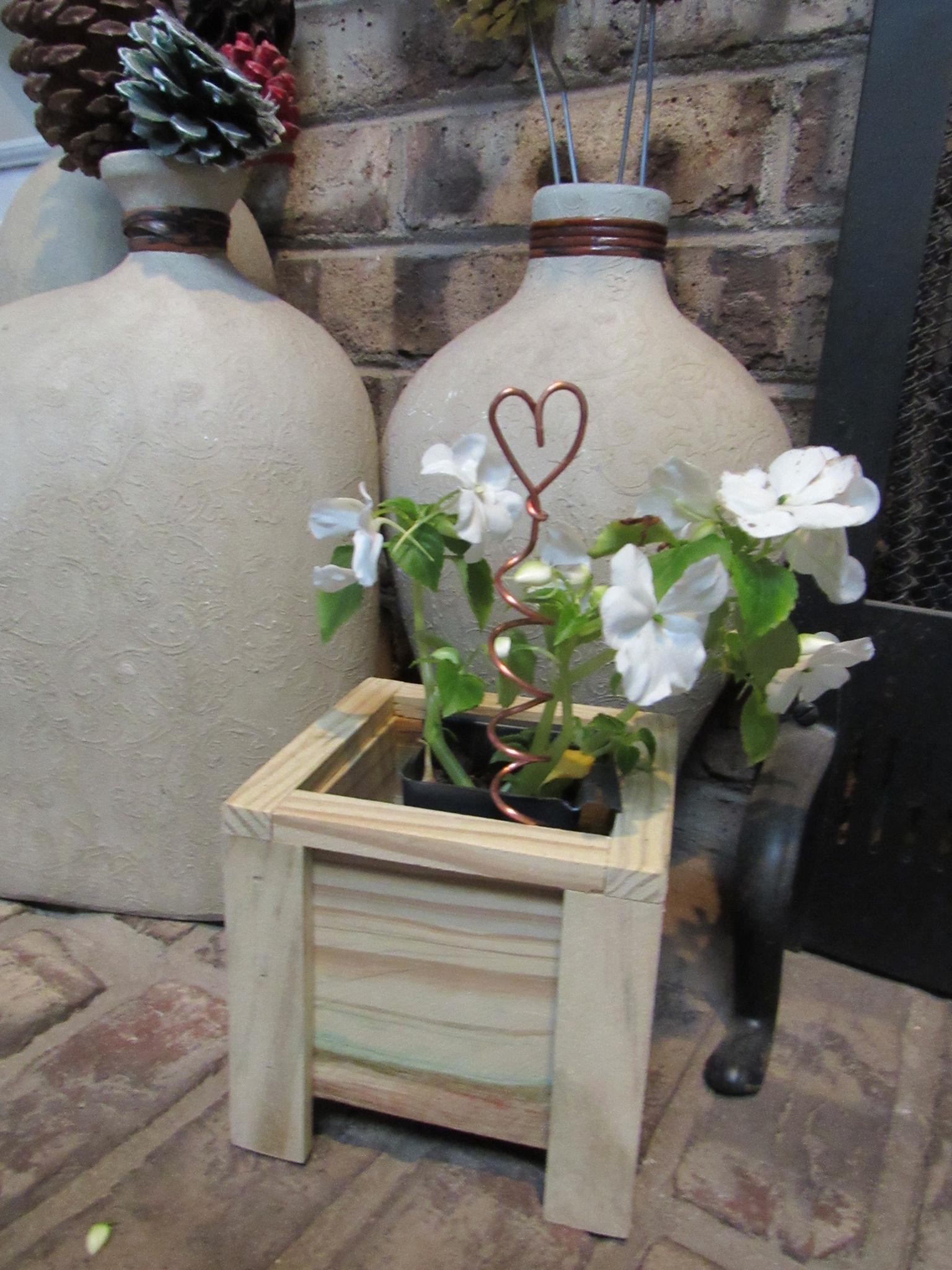 Mini Flower Box With Electroculture Copper Plant Stake - Etsy