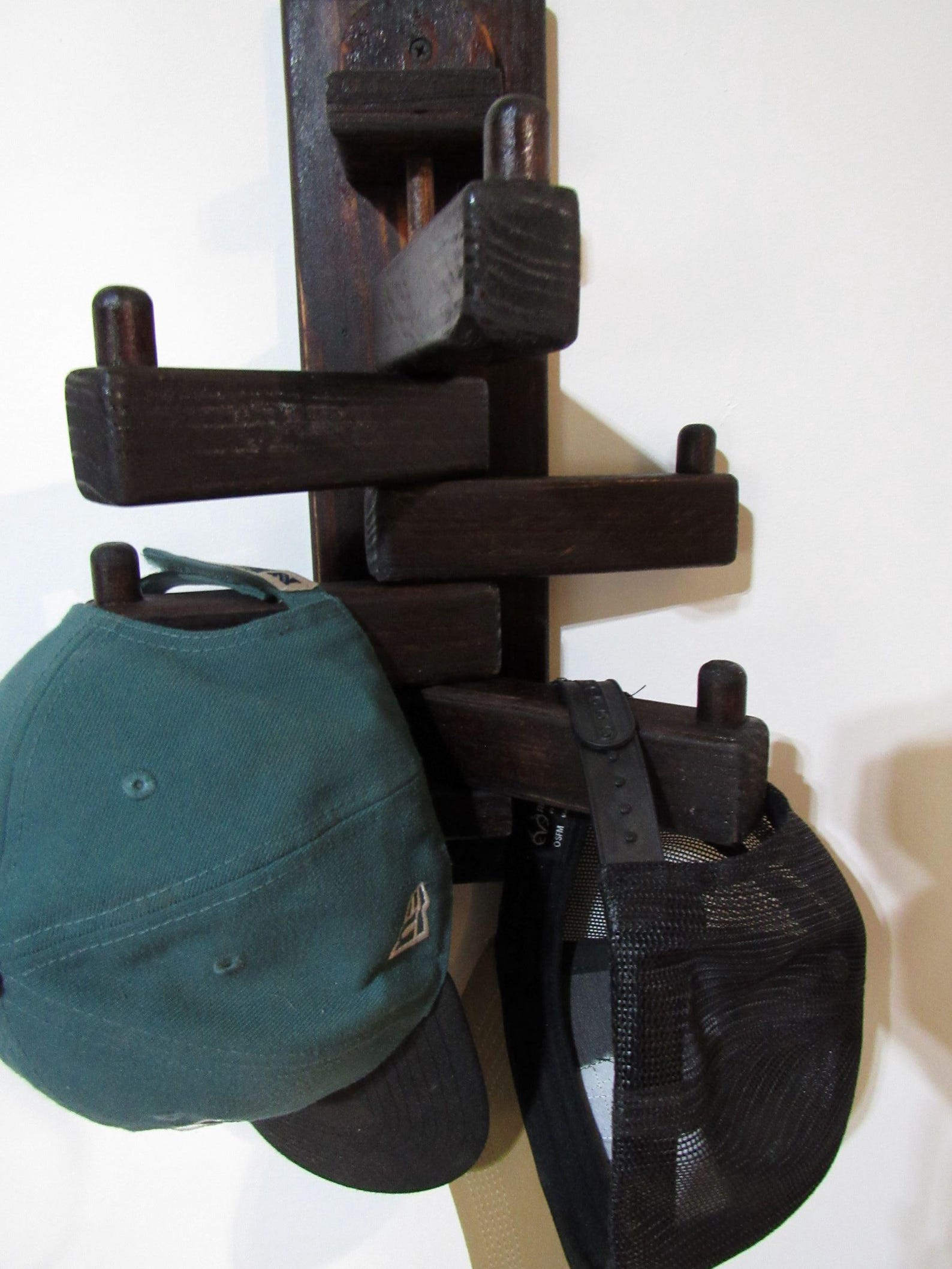 Mahogany 5 Hook Wall Mounted Hat Rack: Baseball Cap Organizer - Etsy