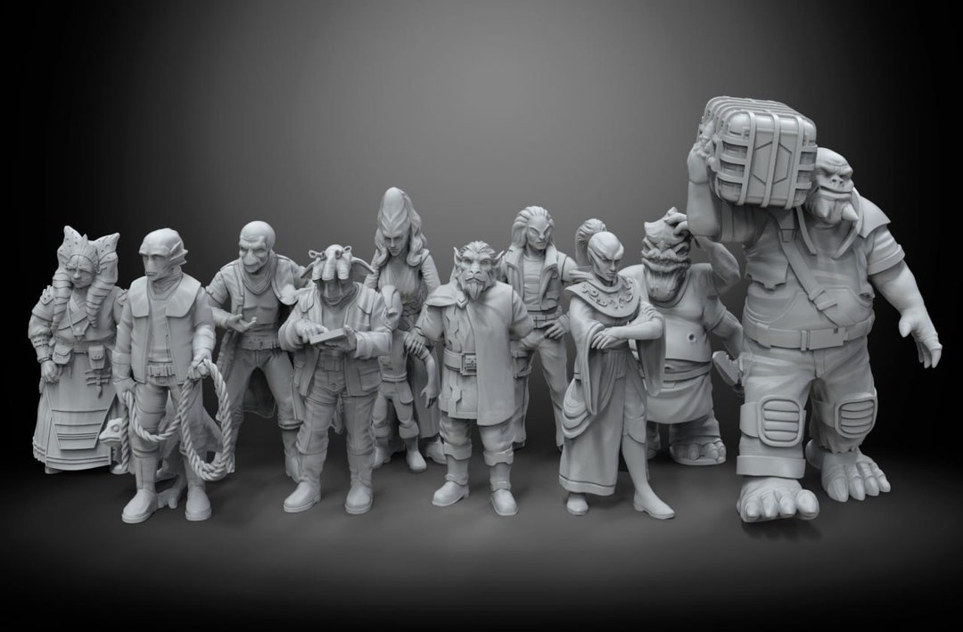 Star Wars Civilians Miniatures Set 3D Printed Resin - Etsy