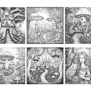 20 Enchanted Forest Coloring Page Book, Adults Kids Instant Download ...
