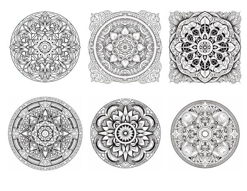 20 Intricate Mandalas and Geometric Patterns Coloring Page Book, Adults ...