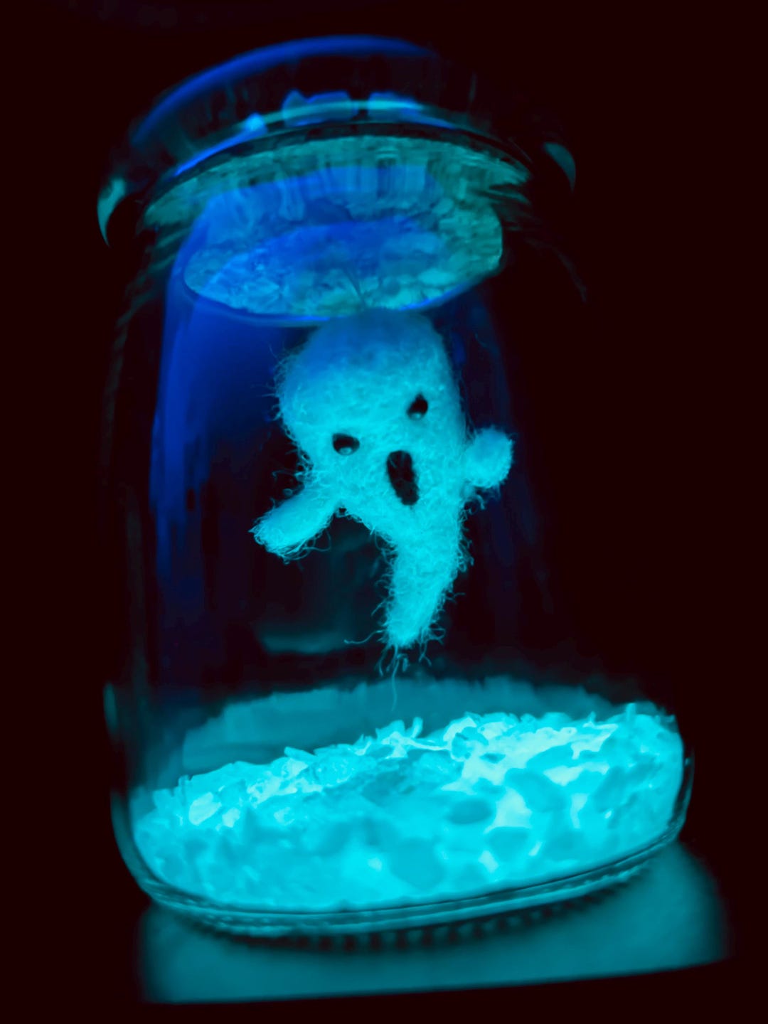 Handmade Ghost in a Jar With Glow in the Dark Stones. Halloween Decor ...