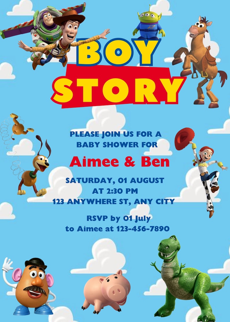 Boy Story Baby Shower Invitation - Editable Digital Download | Invite ...