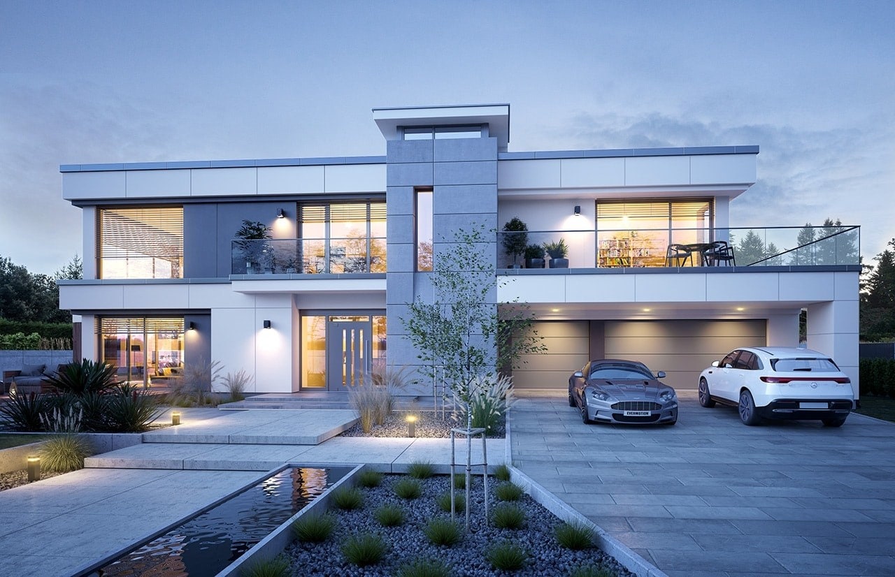 3D Model of the Modern House Plan 15m X 23m- Modern Floor Plans, 4 ...