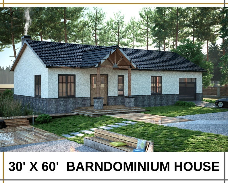 Modern Barndominium Plan 30'x60' / 10m X 20m- Modern Floor Plans, 2 ...