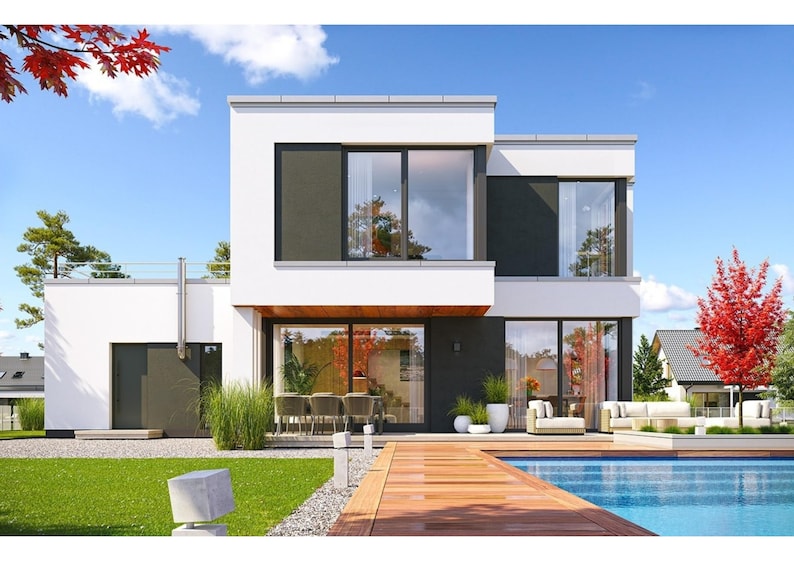 Detailed READY IN A WEEK Qubic House Plan 12m X 16m- Modern Floor Plans ...