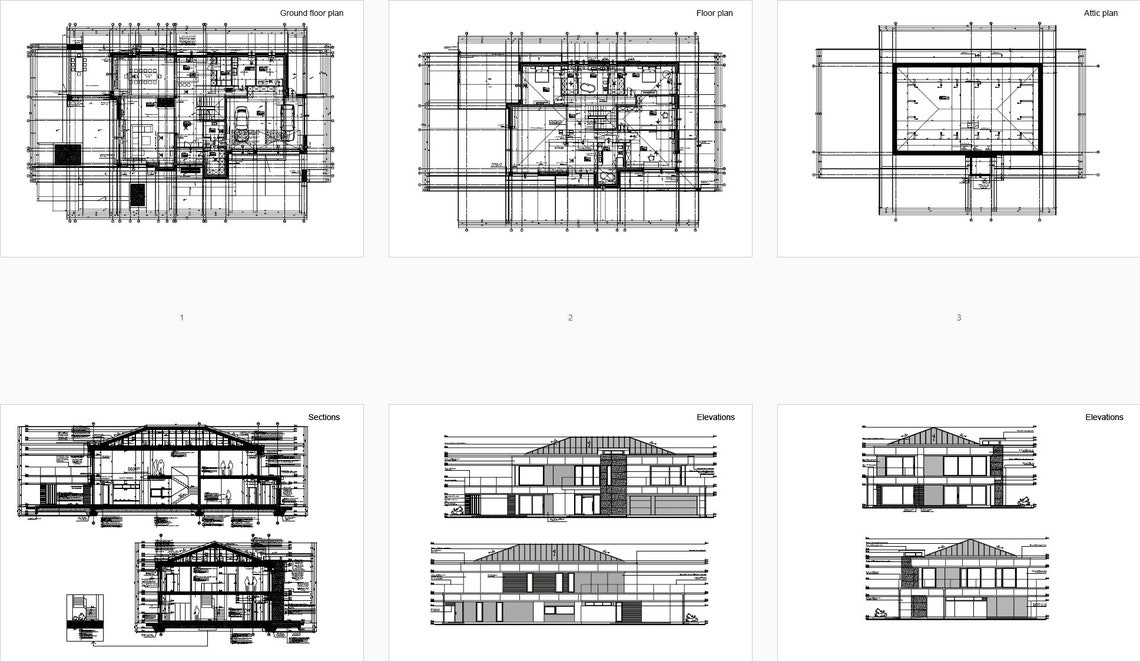 Full Detailed Modern House Plan 15m X 23m Modern Floor Plans - Etsy UK