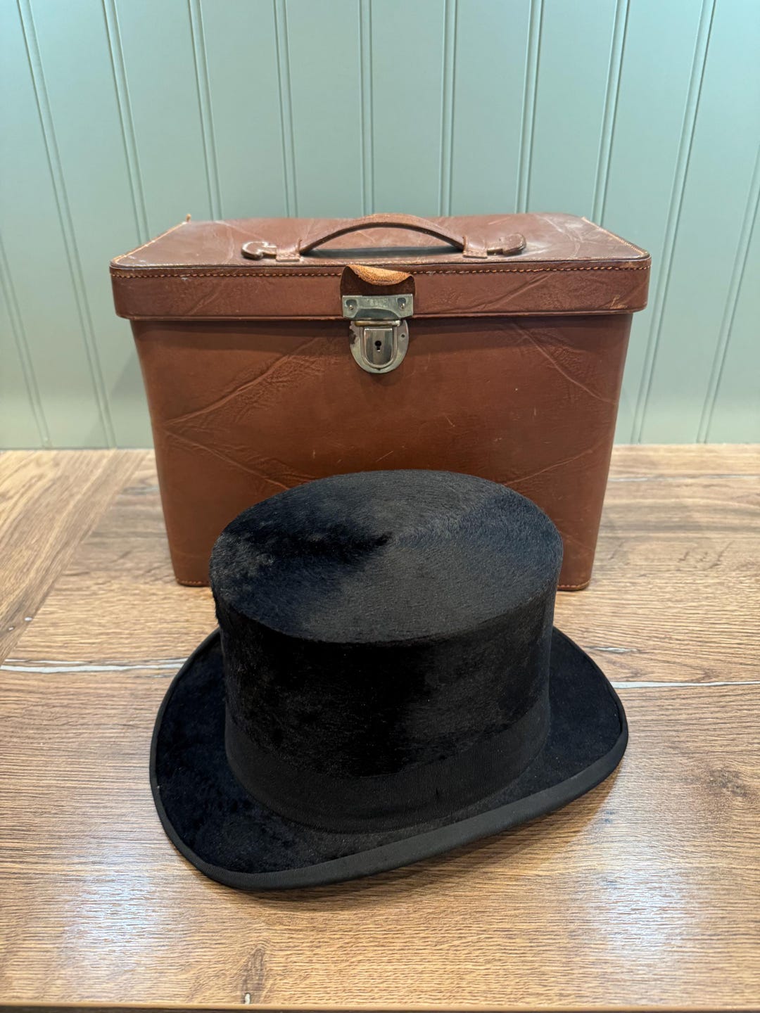 Antique Black Silk Velvet Top Hat in Original Case - Early 1900s ...