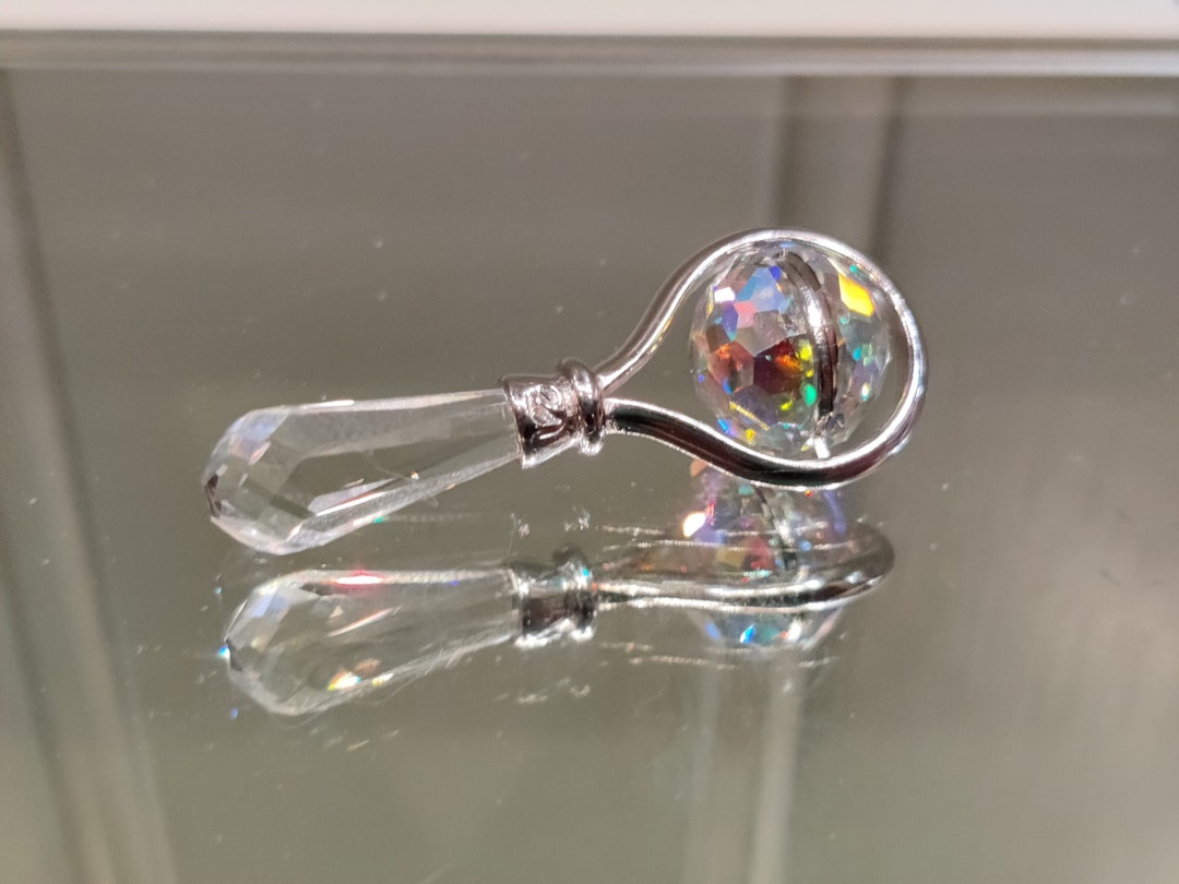 Swarovski Crystal Figurine - Swarovski Memories Baby Rattle Rhodium ...