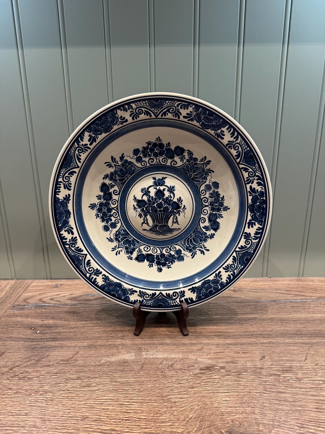 Delft Blue and White Eathenware Decorative Plate - Floral Design ...