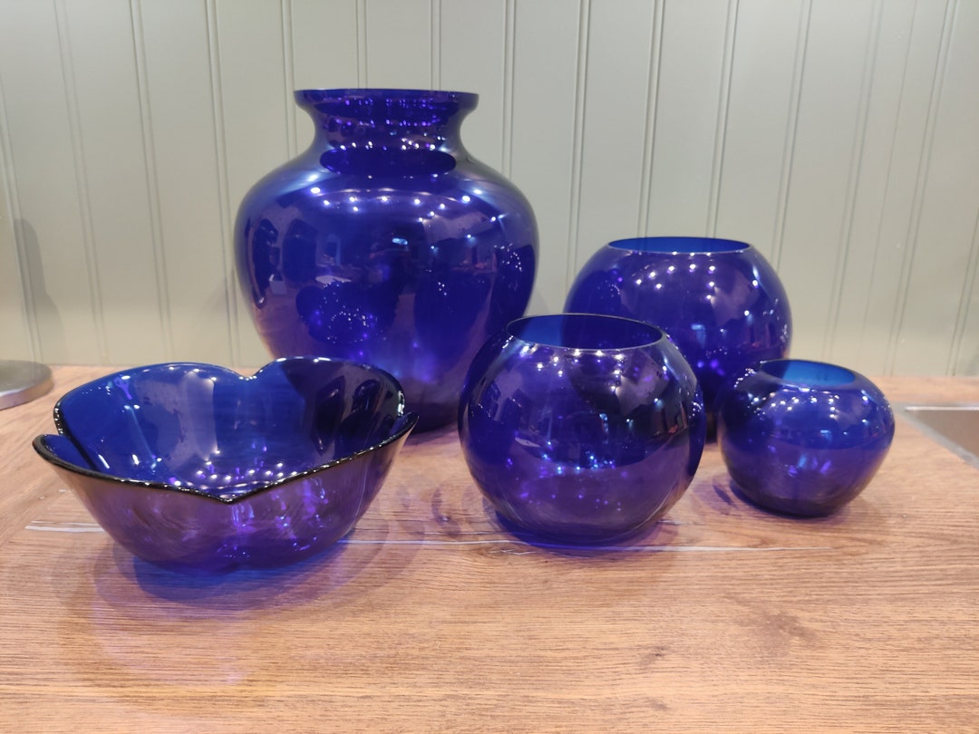 Belgian Henry Dean Handmade Cobalt Blue Glassware - Henry Dean ...