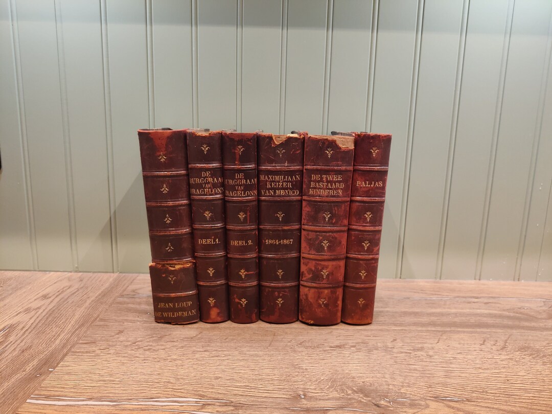 Serie of 6 Antique Flemish (dutch) Books - 19th Century - Decorative ...