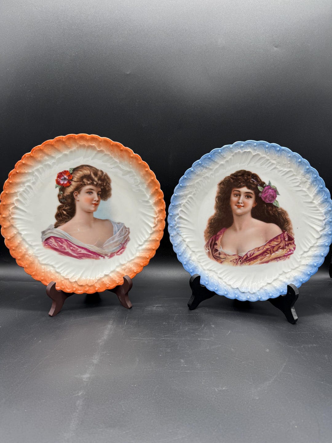 Pair of Vintage French Decorative Plates With G. Bonfils Portraits - Etsy