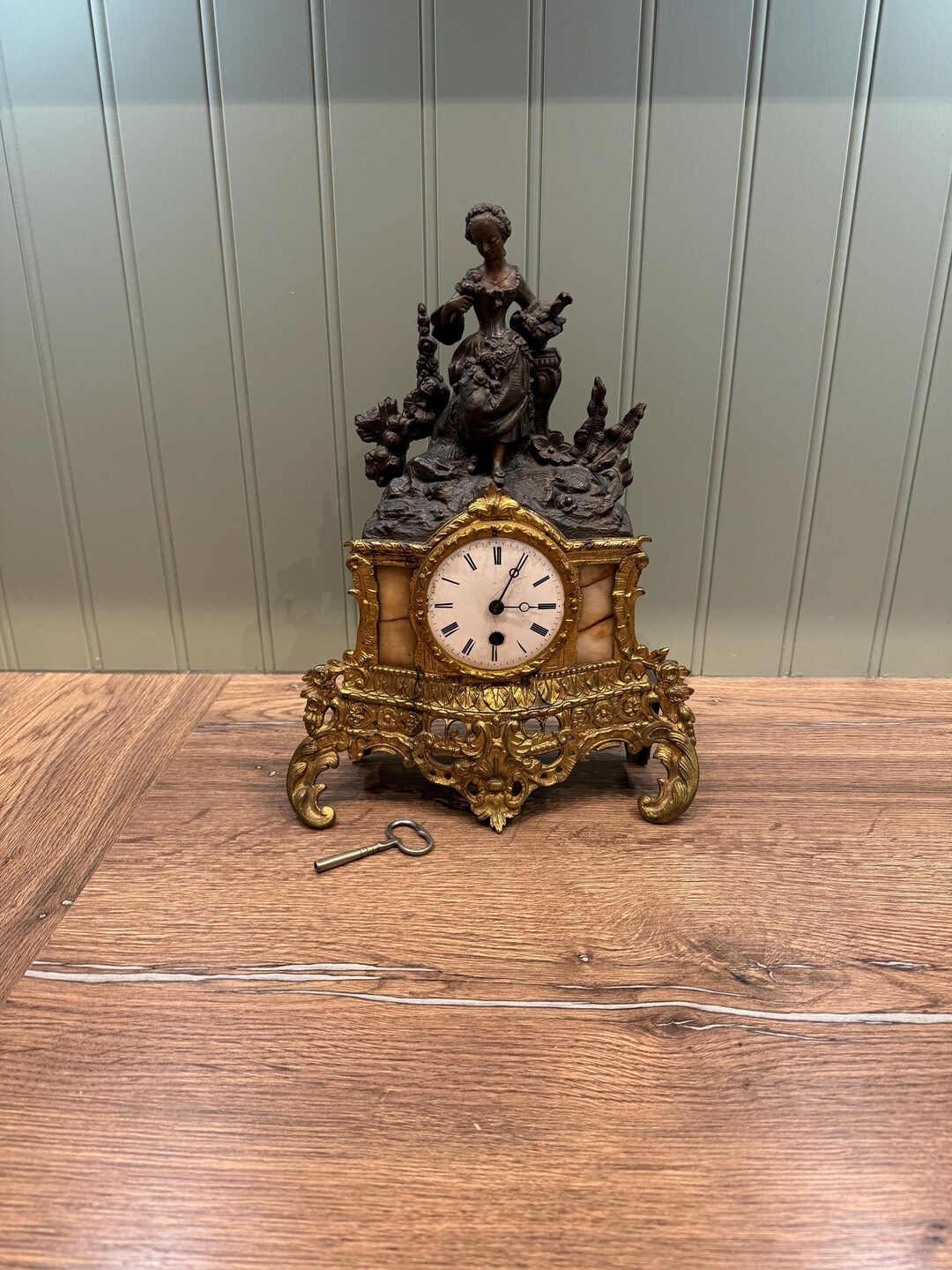 Guilded 19th Century Clock With Beautifully Sculpted Zamak Decor With Lady in a Dress - Etsy