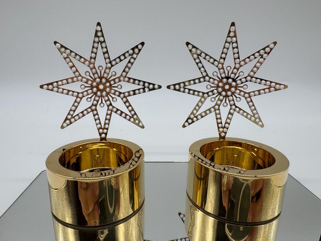 Swarovski Crystal Candle Holders - Golden Star Set of 2 BOXED - Etsy