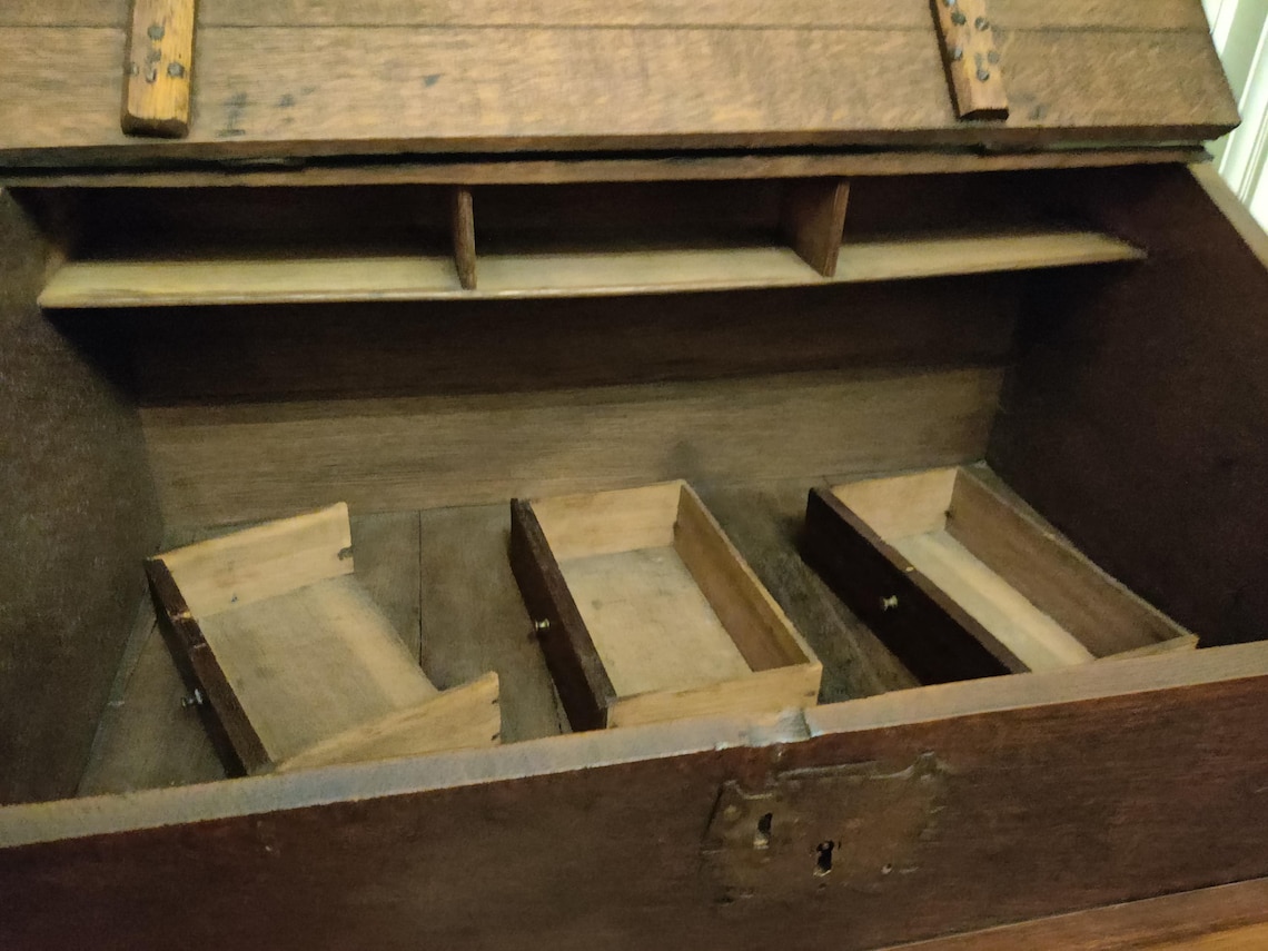 Very Early (17th Century) Oak Wooden Writing Chest or Bible Chest ...