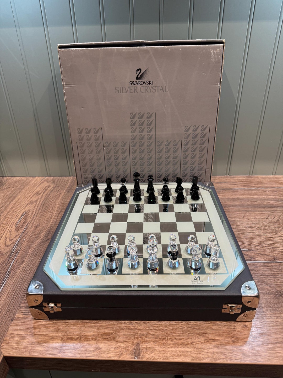 Swarovski Chess-set With Board - Luxury Case - Outer Box - Complete Set ...