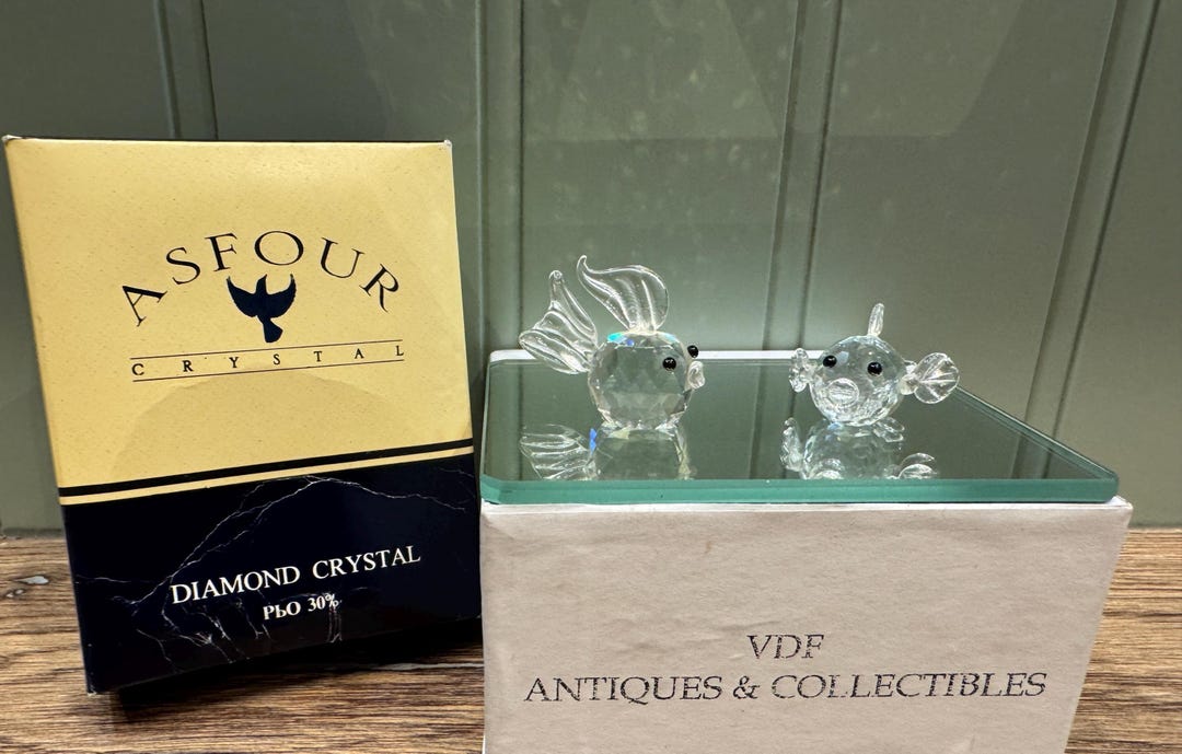 Asfour 2 Crystal Fish Figurines - Swarovski Style - Crystal Figurine ...
