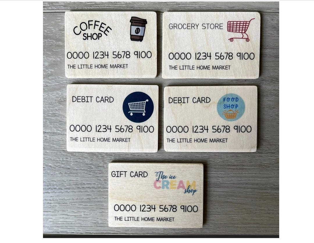 Wooden Play Credit Card/ Pretend Money / Pretend Play / Imaginative ...