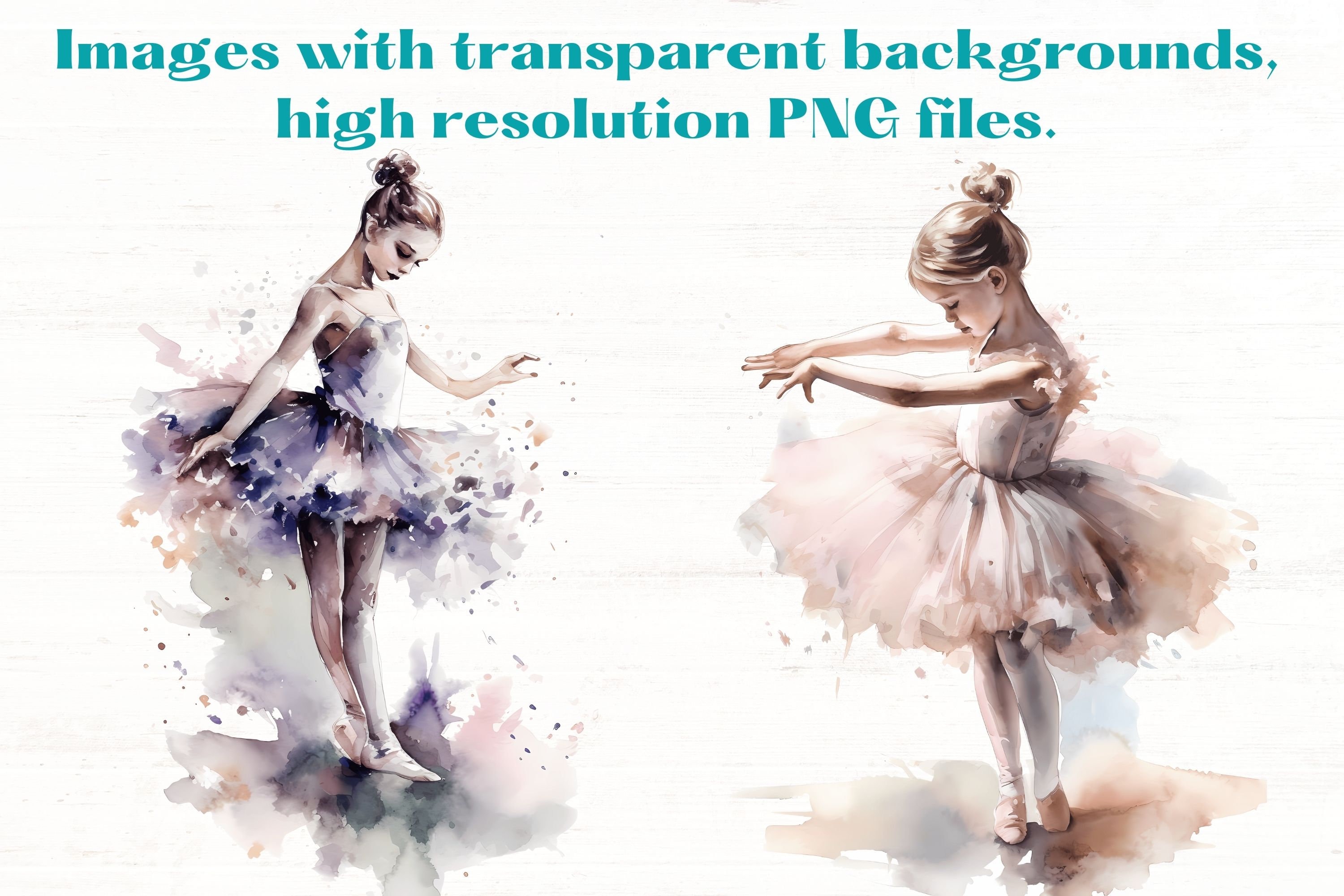 Watercolor BALLERINAS Clipart Set, 11 Clip Art Images, Transparent Png ...