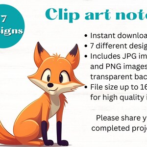 Goofy-looking FOXES Clipart Illustrations, 7 Watercolor Clip Art Images ...
