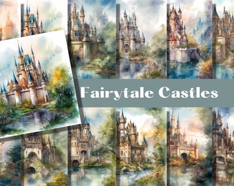 Watercolor Castle Clipart. Digital Watercolor. Medieval Castle - Etsy