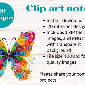 Rainbow Butterflies and Flowers Clipart, Transparent Background Png ...