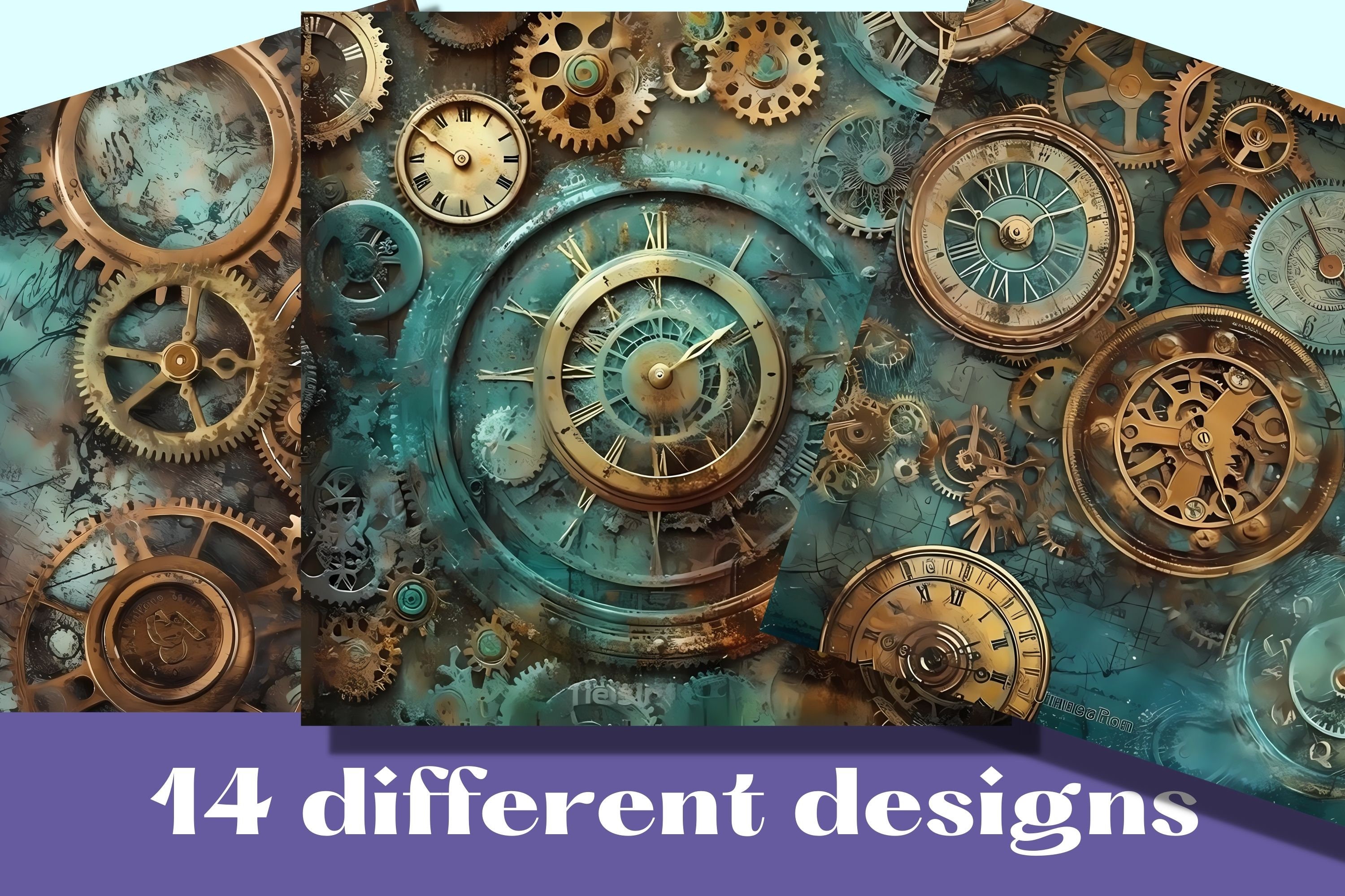 Vintage Steampunk Style Digital Papers, Backgrounds, Digital Scrapbook ...