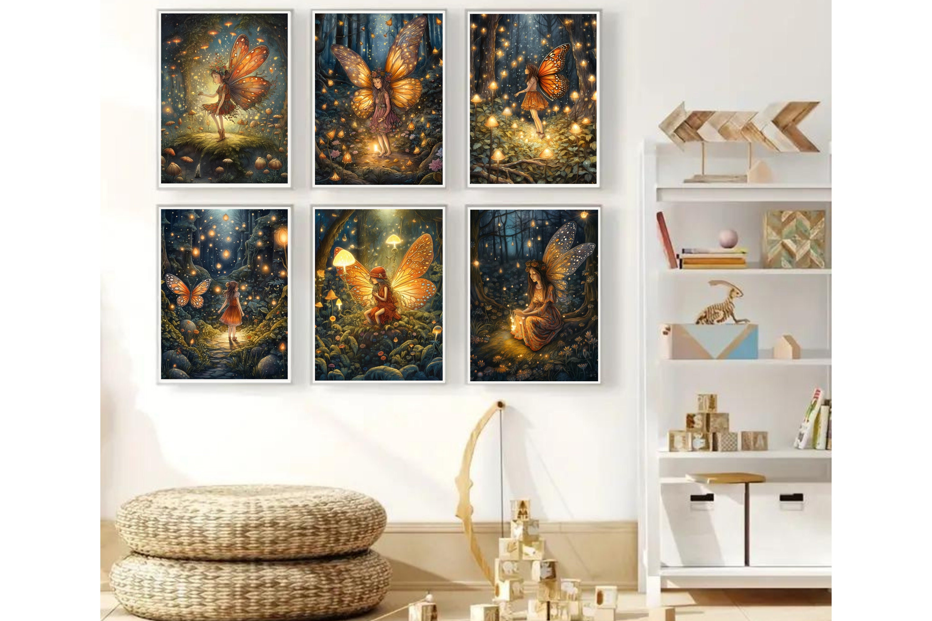 Fairies and Fireflies Wall Art, 7 Printable Fairy Posters, Nursery Wall ...