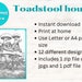 Toadstool Fairy Houses Coloring Pages for Adults, Instant Download ...