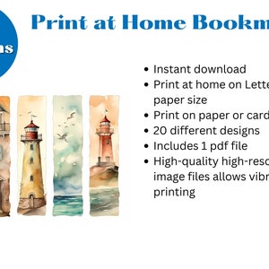 Lighthouse Printable Bookmarks, Coastal Scenes, the Ocean, Print at ...