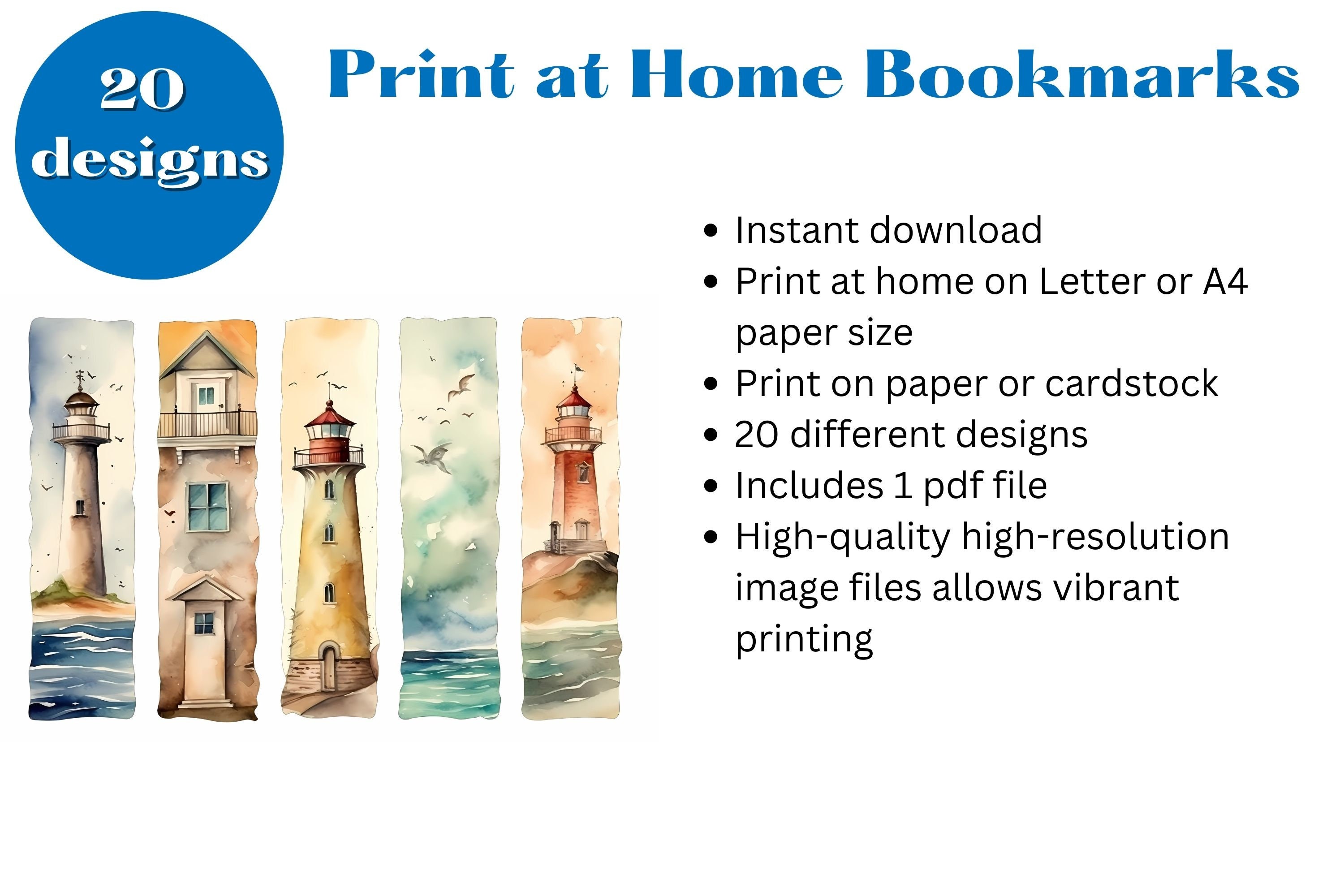 Lighthouse Printable Bookmarks, Coastal Scenes, the Ocean, Print at ...