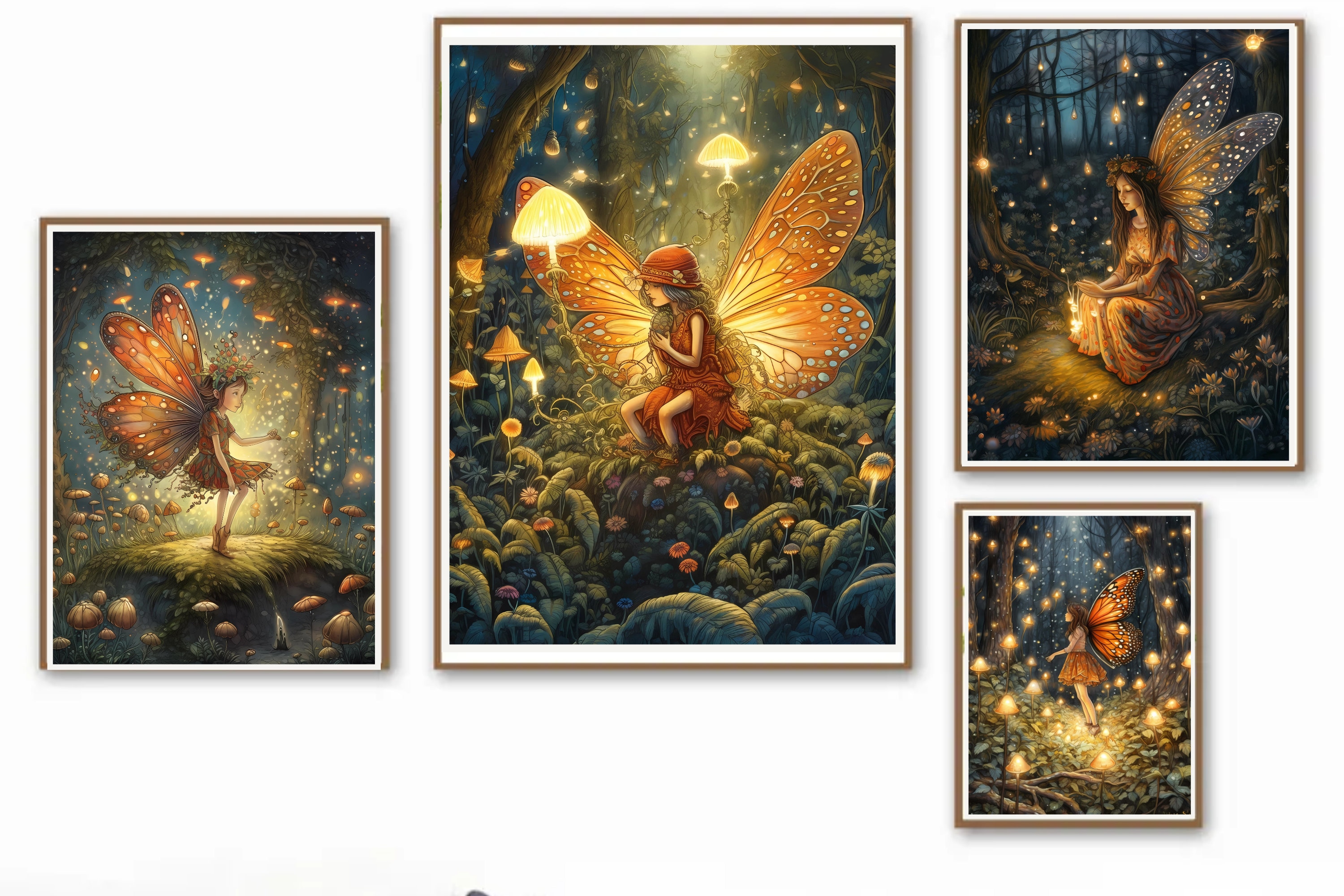 Fairies and Fireflies Wall Art, 7 Printable Fairy Posters, Nursery Wall ...