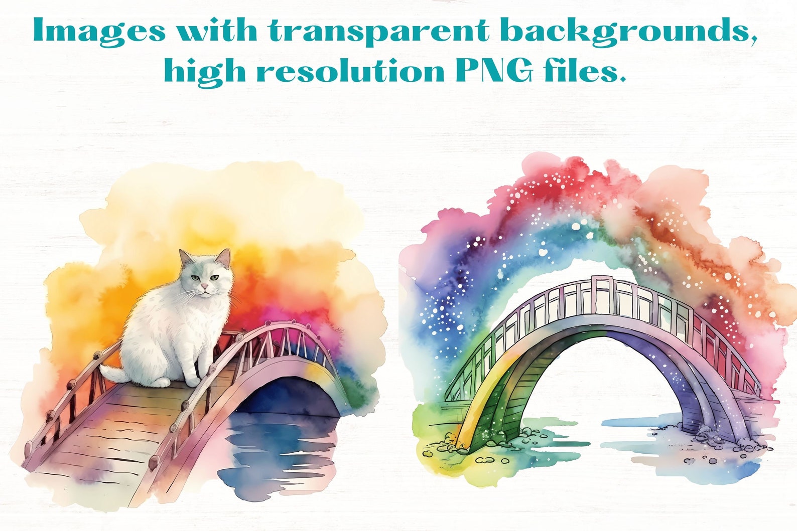 RAINBOW BRIDGE Pet Memorial Clipart Illustrations, 10 Clip Art Images ...