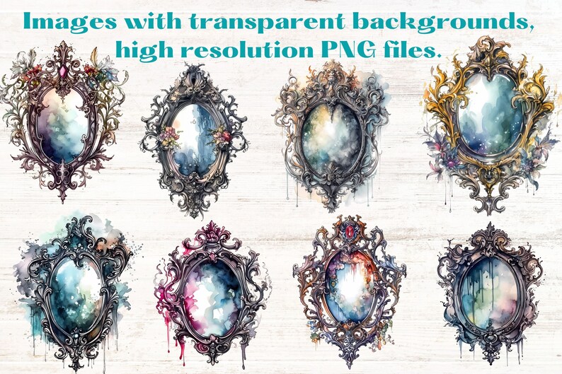 Regency Mirrors Clipart, Transparent Background Png, Decorative Mirrors ...