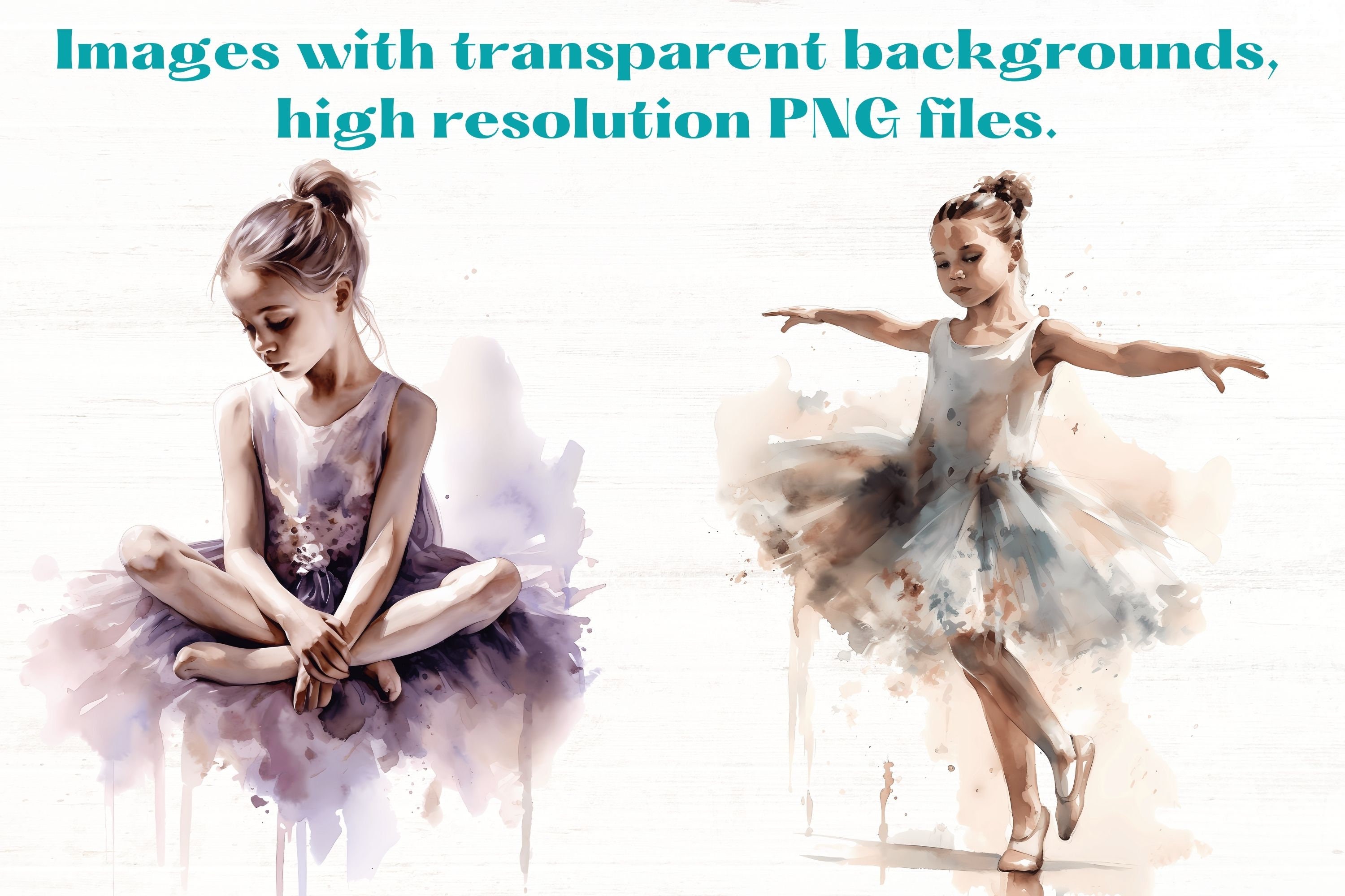 Watercolor BALLERINAS Clipart Set, 11 Clip Art Images, Transparent Png ...