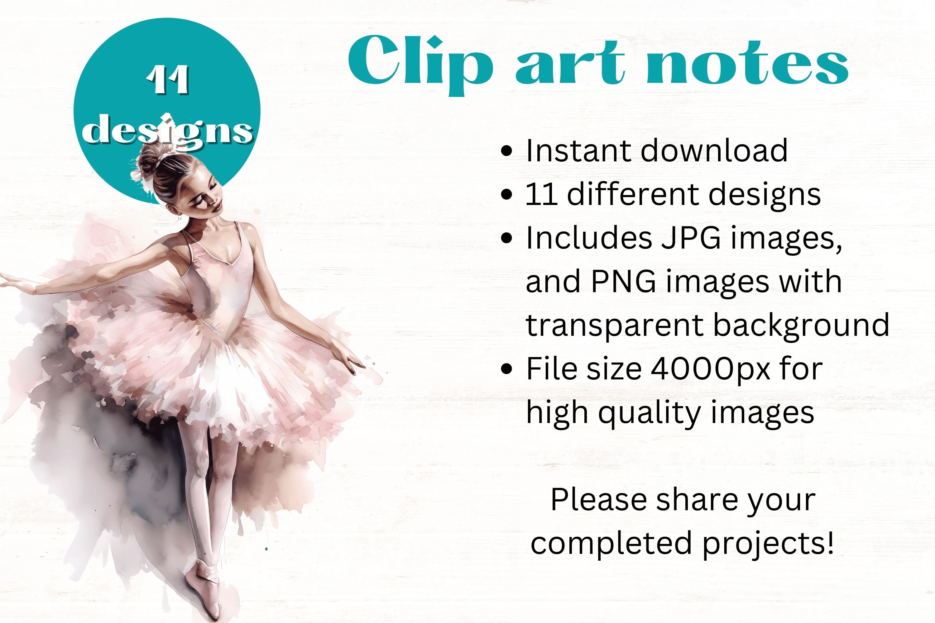 Watercolor BALLERINAS Clipart Set 11 Clip Art Images - Etsy