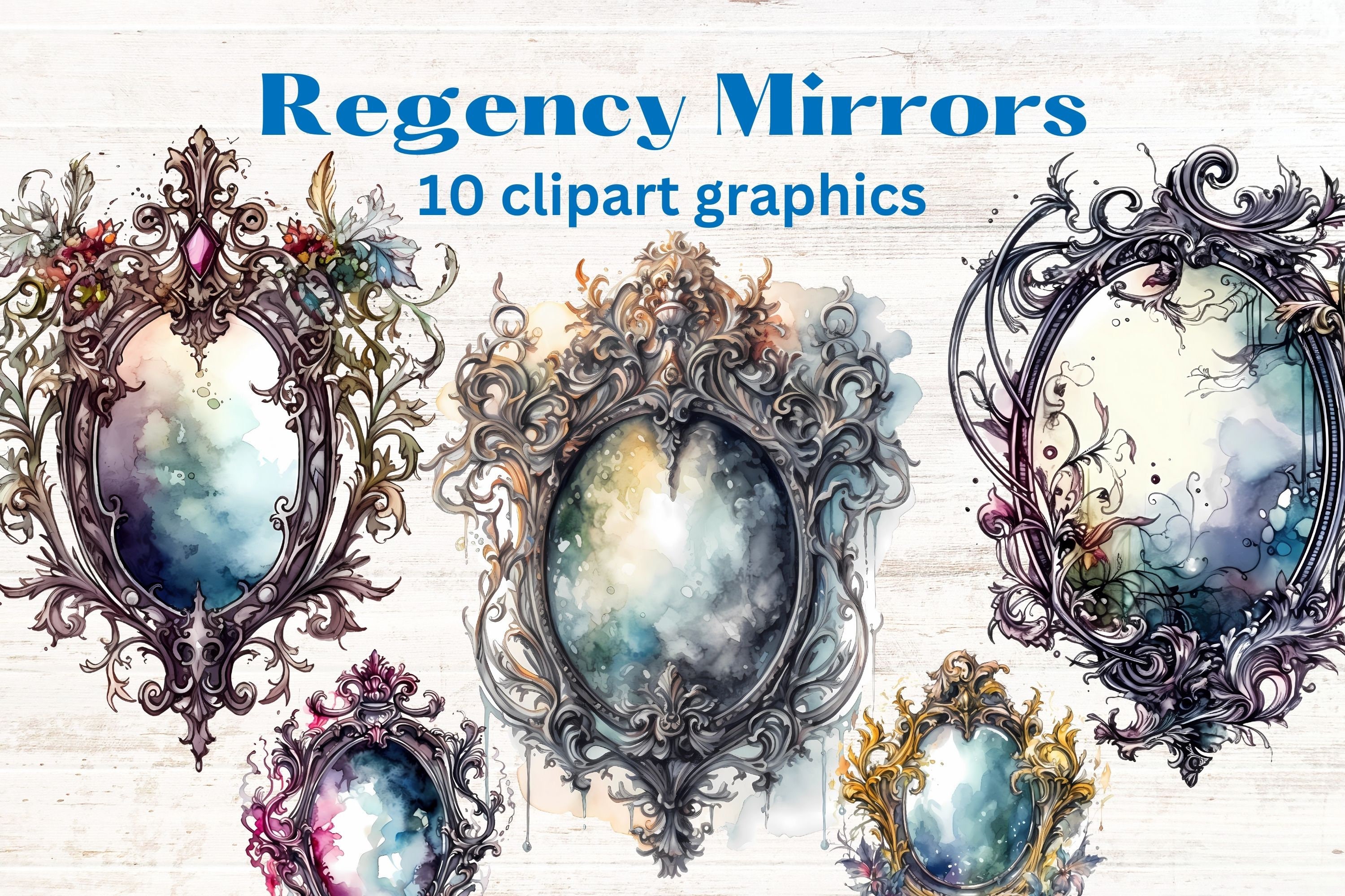 Regency Mirrors Clipart, Transparent Background Png, Decorative Mirrors ...