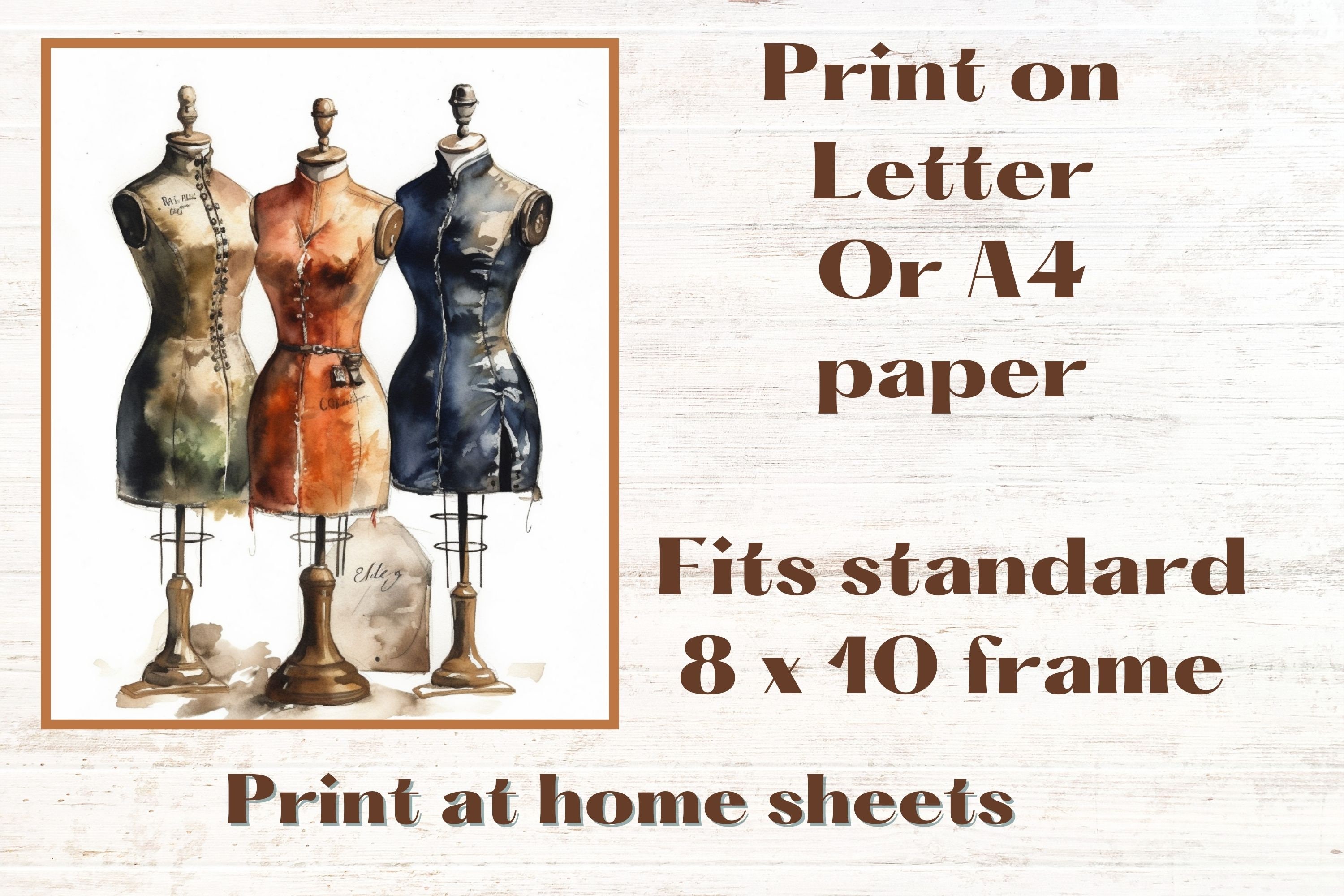 Vintage Dress Forms Sewing Room Poster Set of 6 Printable Wall Art ...