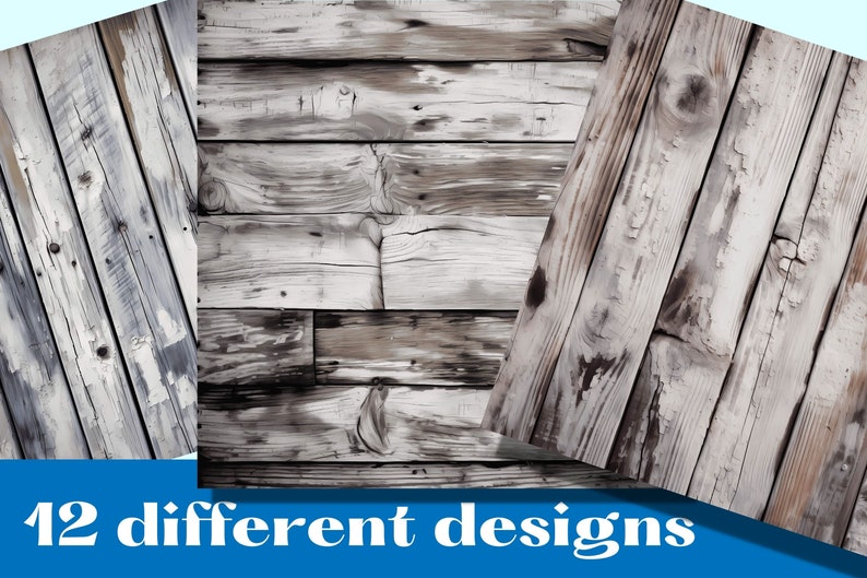 Whitewashed Weathered Wood Watercolor Digital Papers, Backgrounds ...