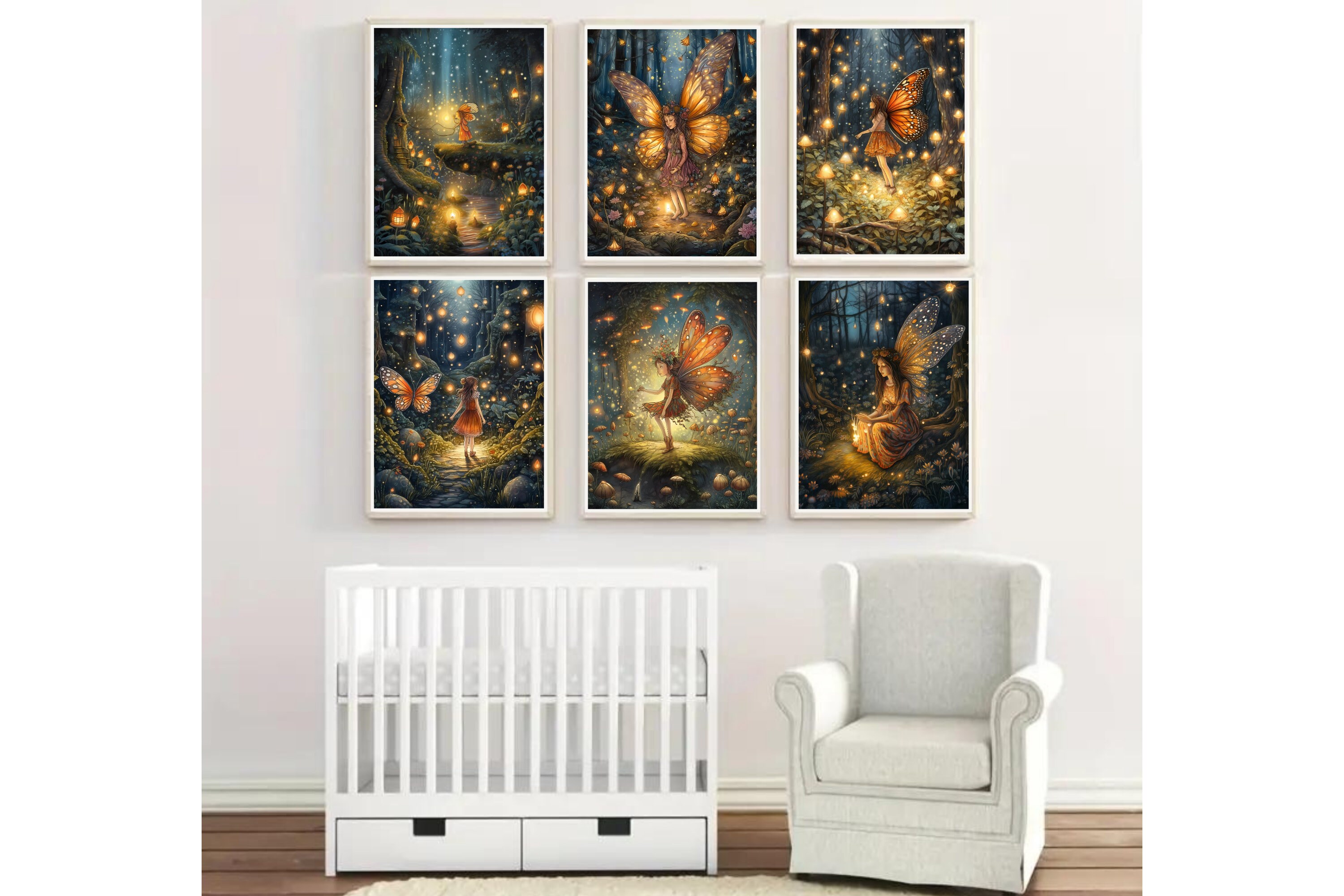 Fairies and Fireflies Wall Art, 7 Printable Fairy Posters, Nursery Wall ...