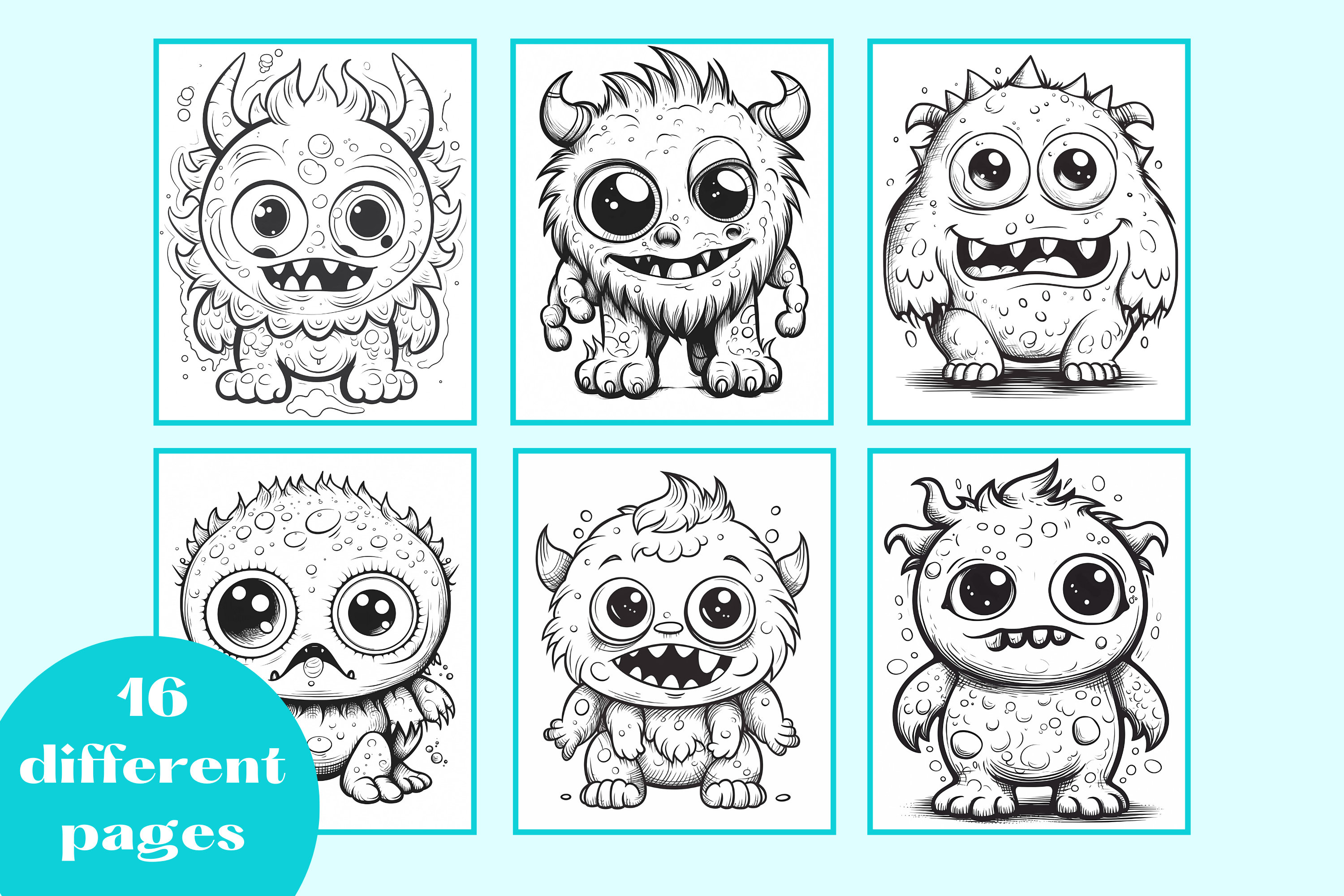 Baby Monsters Coloring Pages for Kids, Instant Download, Print at Home ...