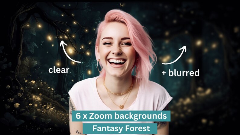 Zoom backgrounds FANTASY FOREST designs 6 xblurred and - Etsy México