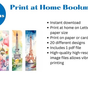 Paris Scenic Printable Bookmarks, City Scenes, Eiffel Tower, Print at ...