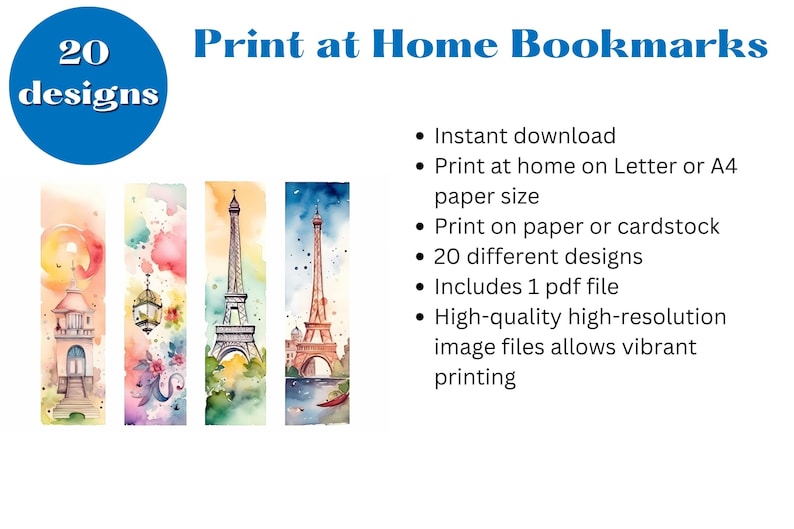 Paris Scenic Printable Bookmarks, City Scenes, Eiffel Tower, Print at ...