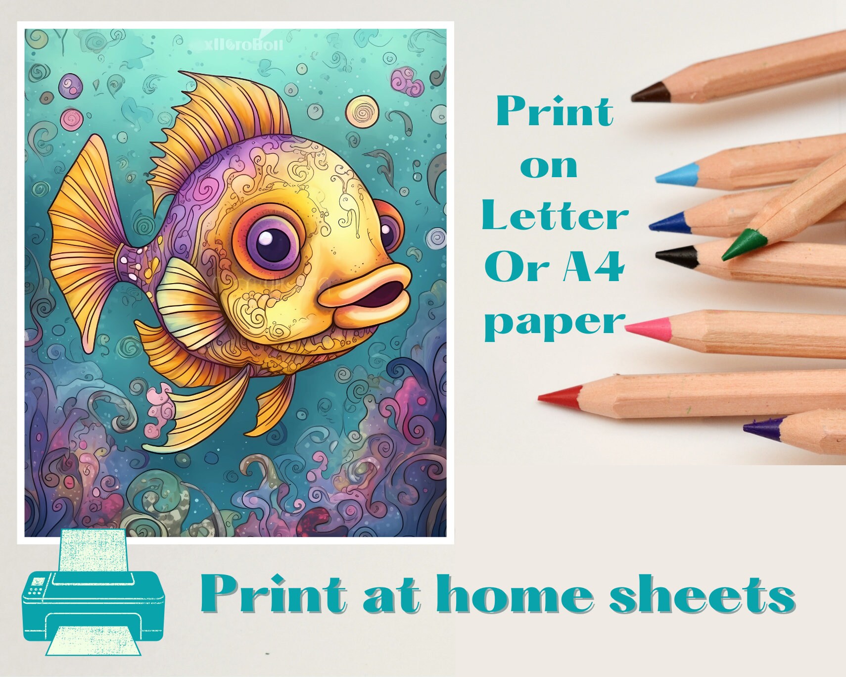 Kids Crazy Sea Life Fish Printable Posters, Nursery Pictures for Kids ...