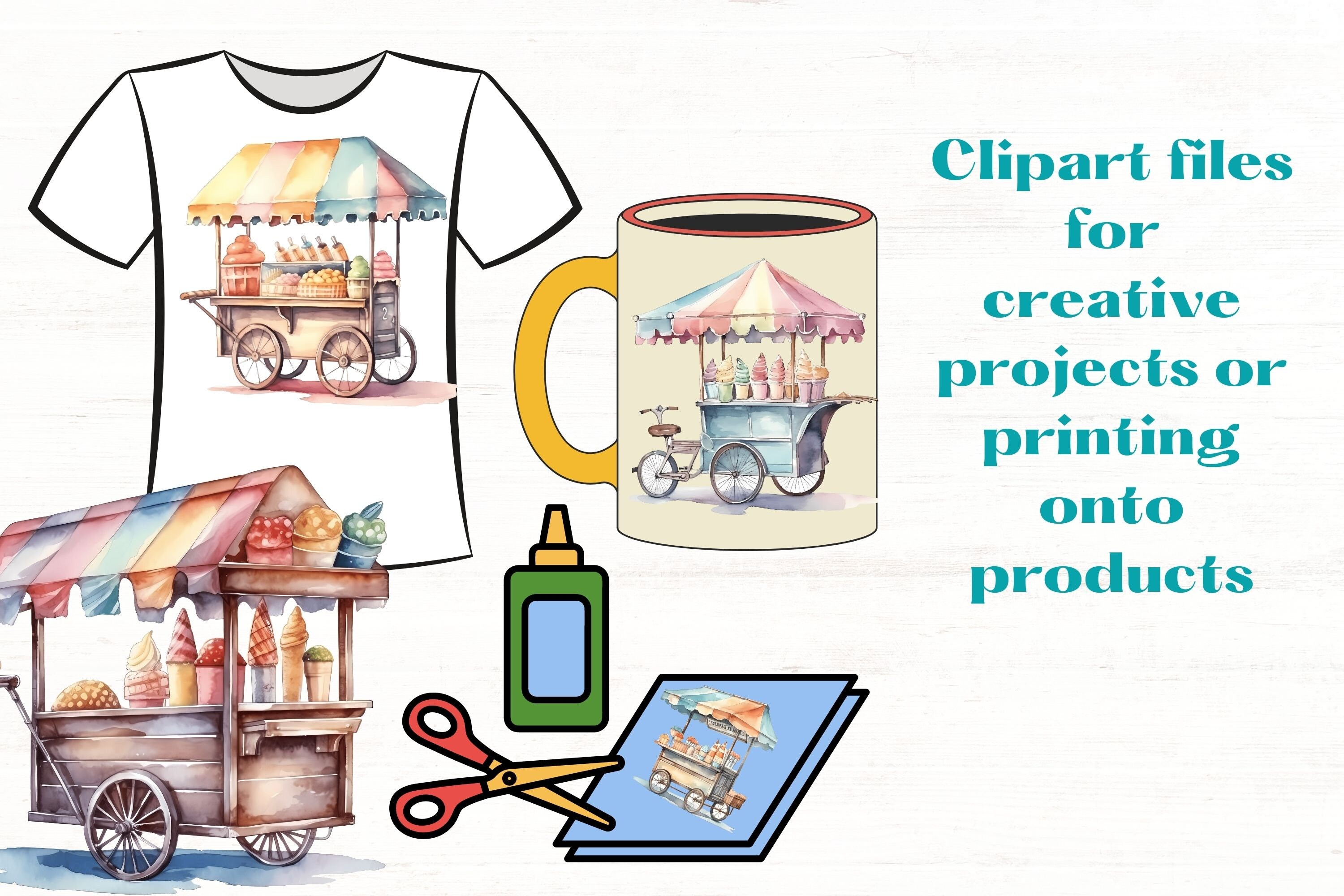 Colorful Ice Cream Stands Clipart 5 Clip Art Images - Etsy